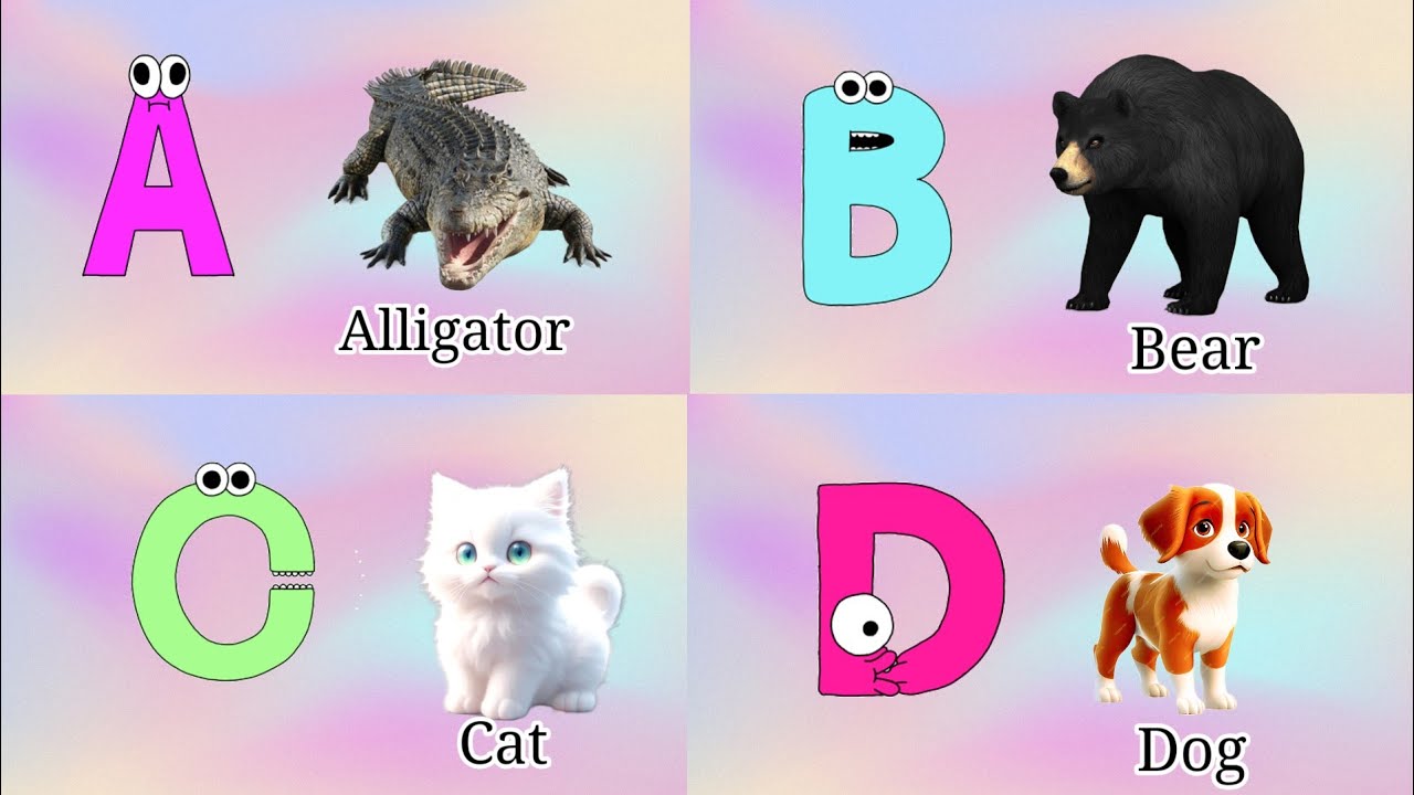 A to Z Animal name and sound in English with spelling,abcd for lkg kids ...