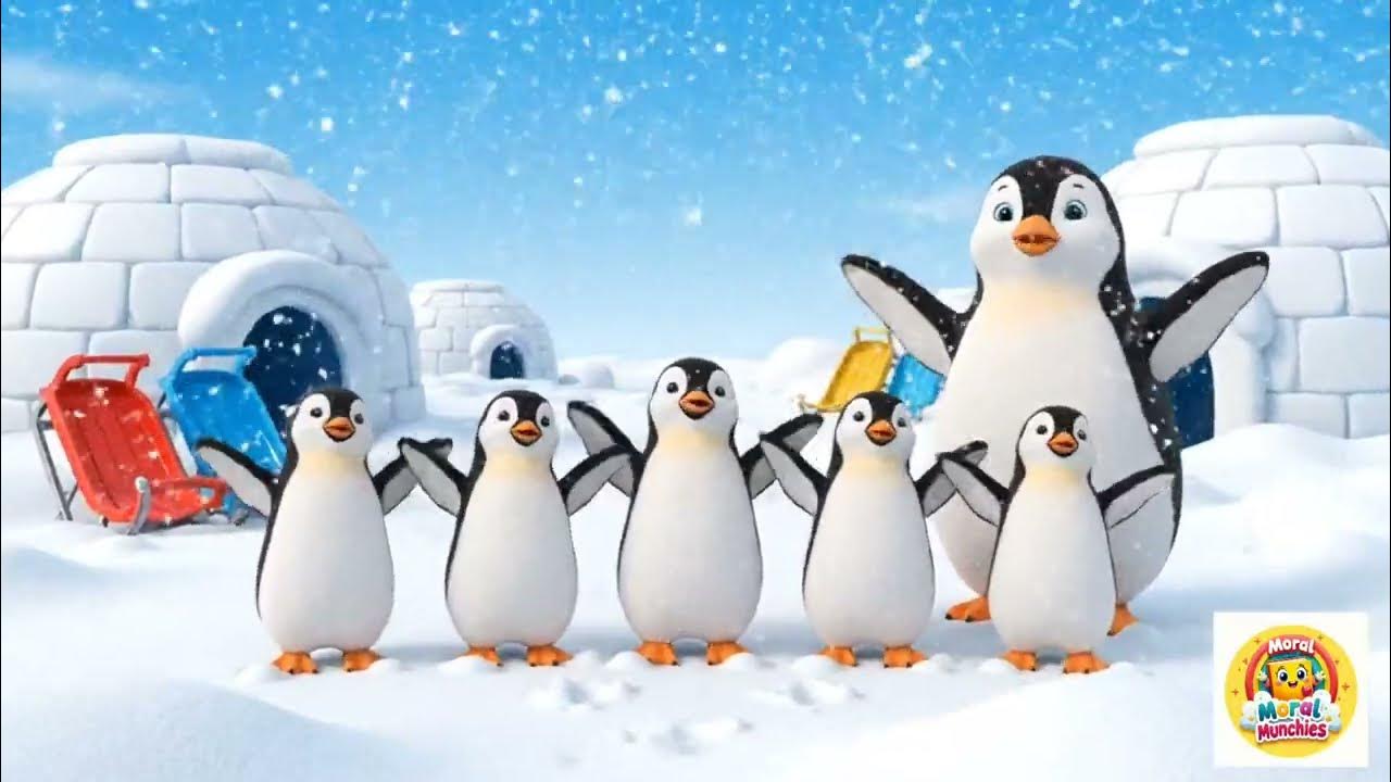 "Five Little Penguins Playing in the Snow penguin🐧 ️ | Fun Winter Song ...