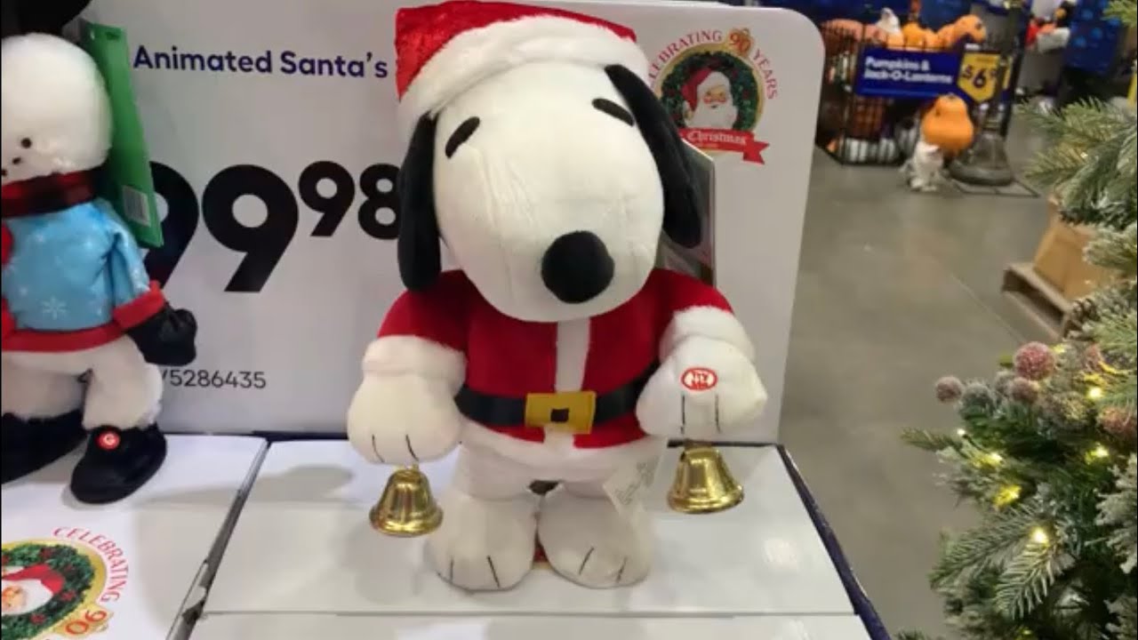 Gemmy animated Side Stepper Santa Snoopy with Bells - YouTube