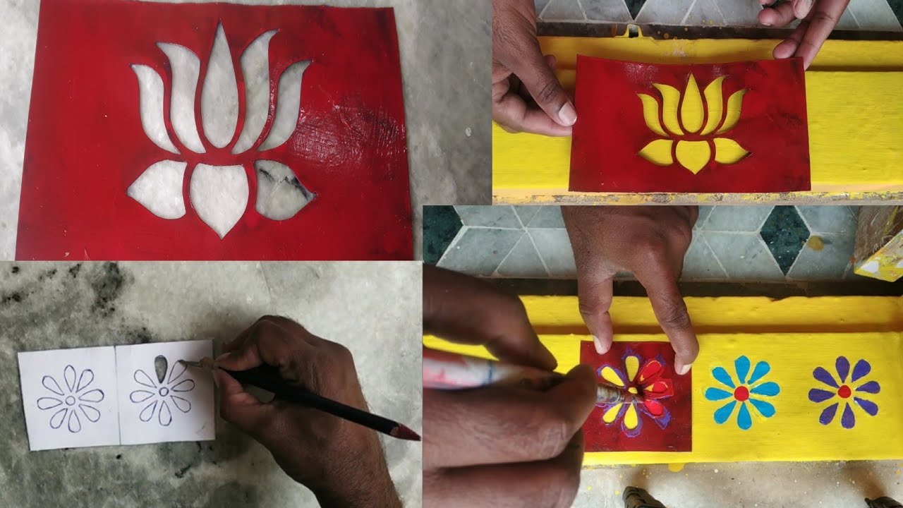 పేపర్ కటింగ్ తో వేసిన గడప ముగ్గు || paper cutting with gadapa designs ...