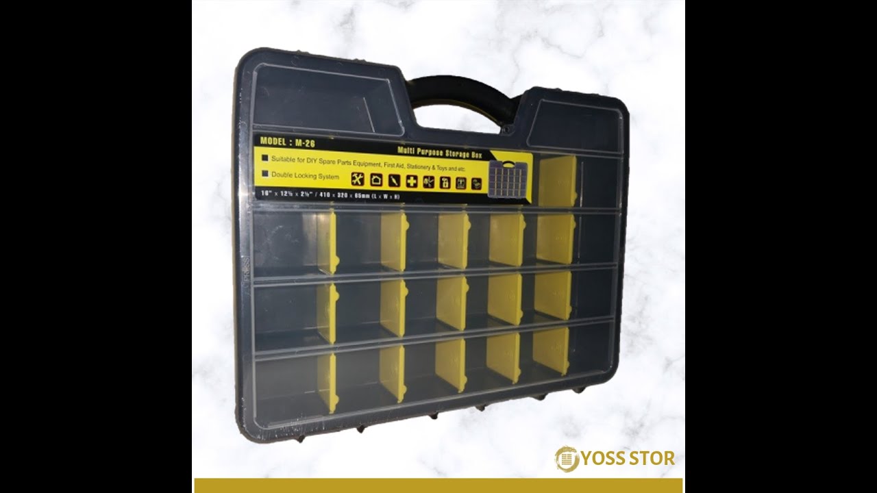 YOSS-26 Compartment Portable Storage Box - YouTube