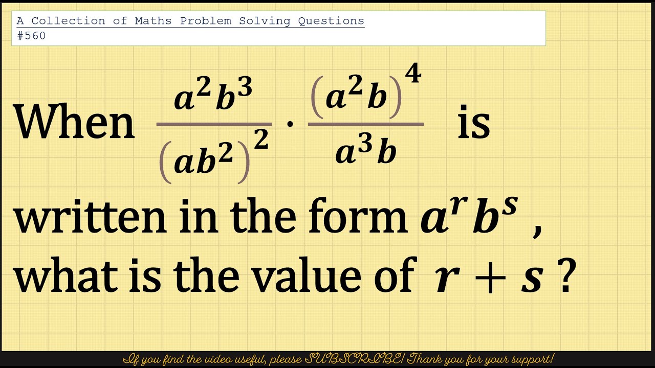 Indices | Power | Rots | Competition Maths | Math Contest Problems ...