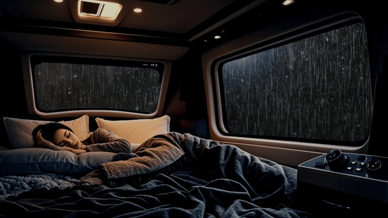 Rain Sounds For Sleeping ⚡ Soothing Rain & Thunder on Cozy Car Relax ...