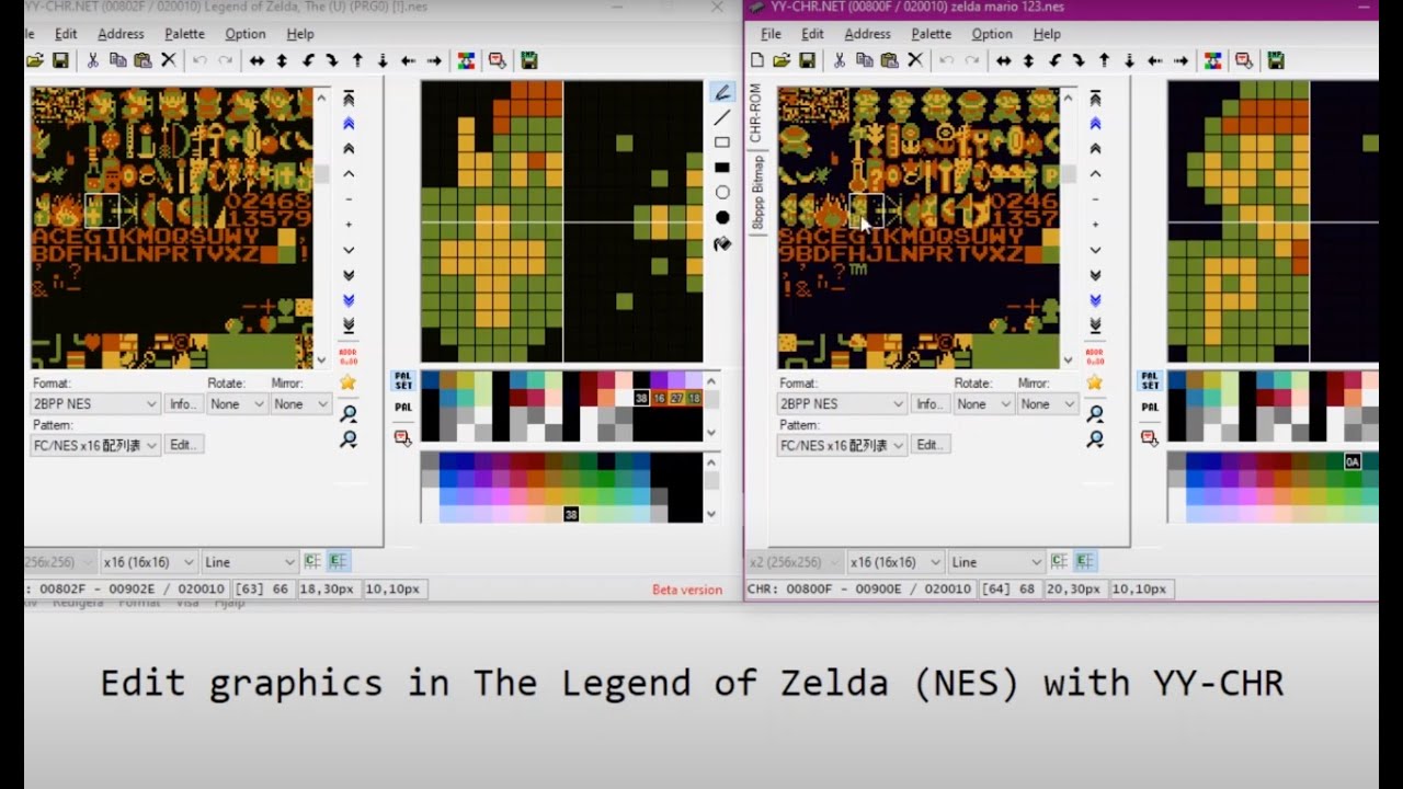 Edit graphics in The Legend of Zelda (NES) YY-CHR - YouTube
