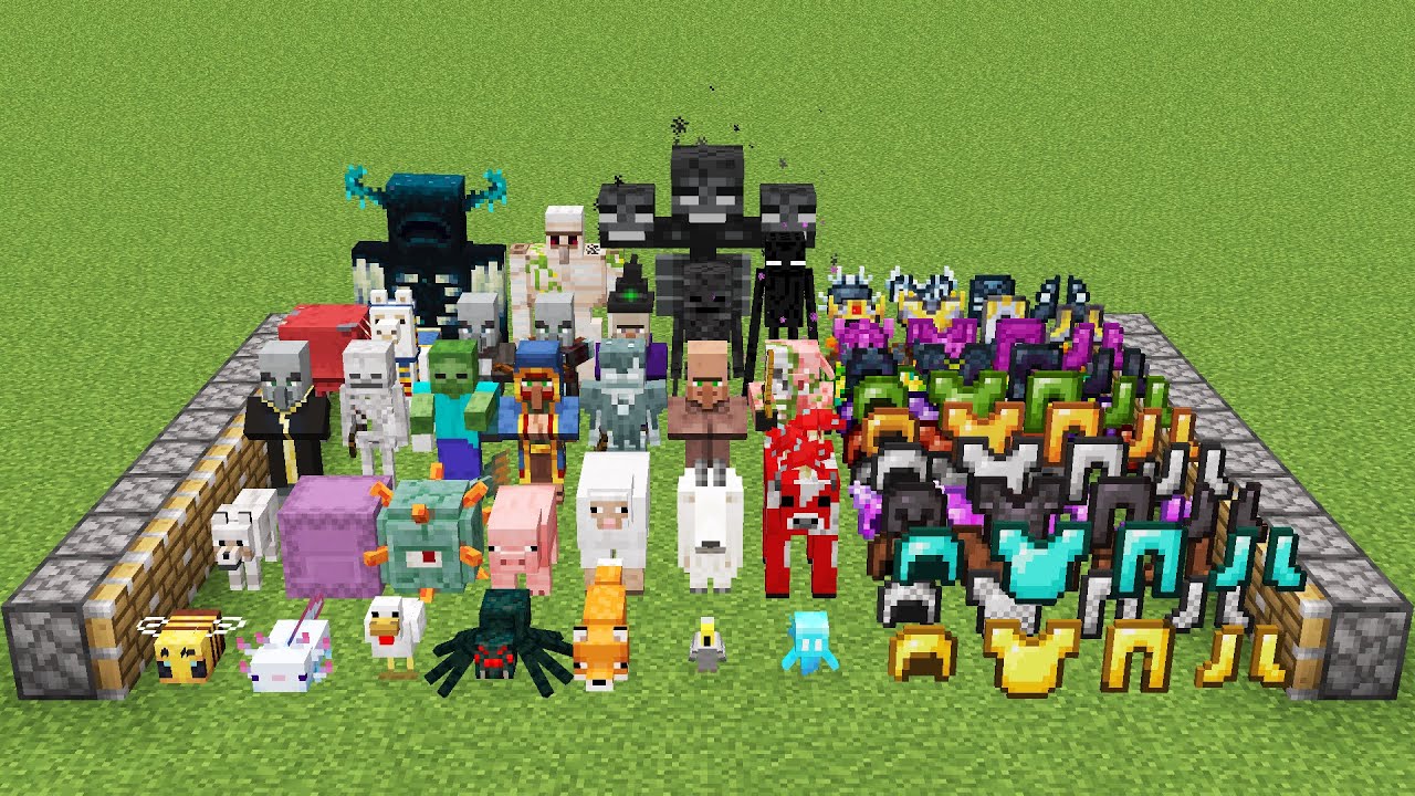 all minecraft mobs and X100 armor combined? - YouTube