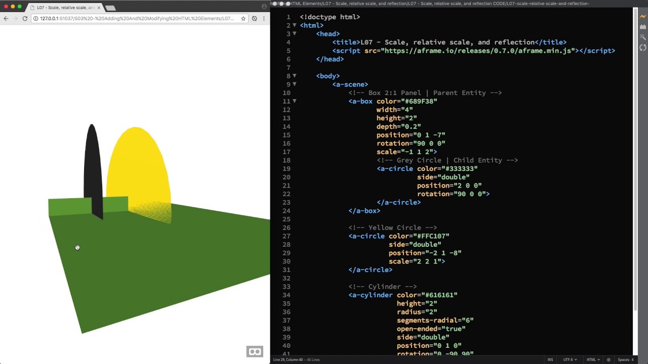 Scale, Relative Scale, And Reflection (A-Frame Tutorial - WebVR) - YouTube
