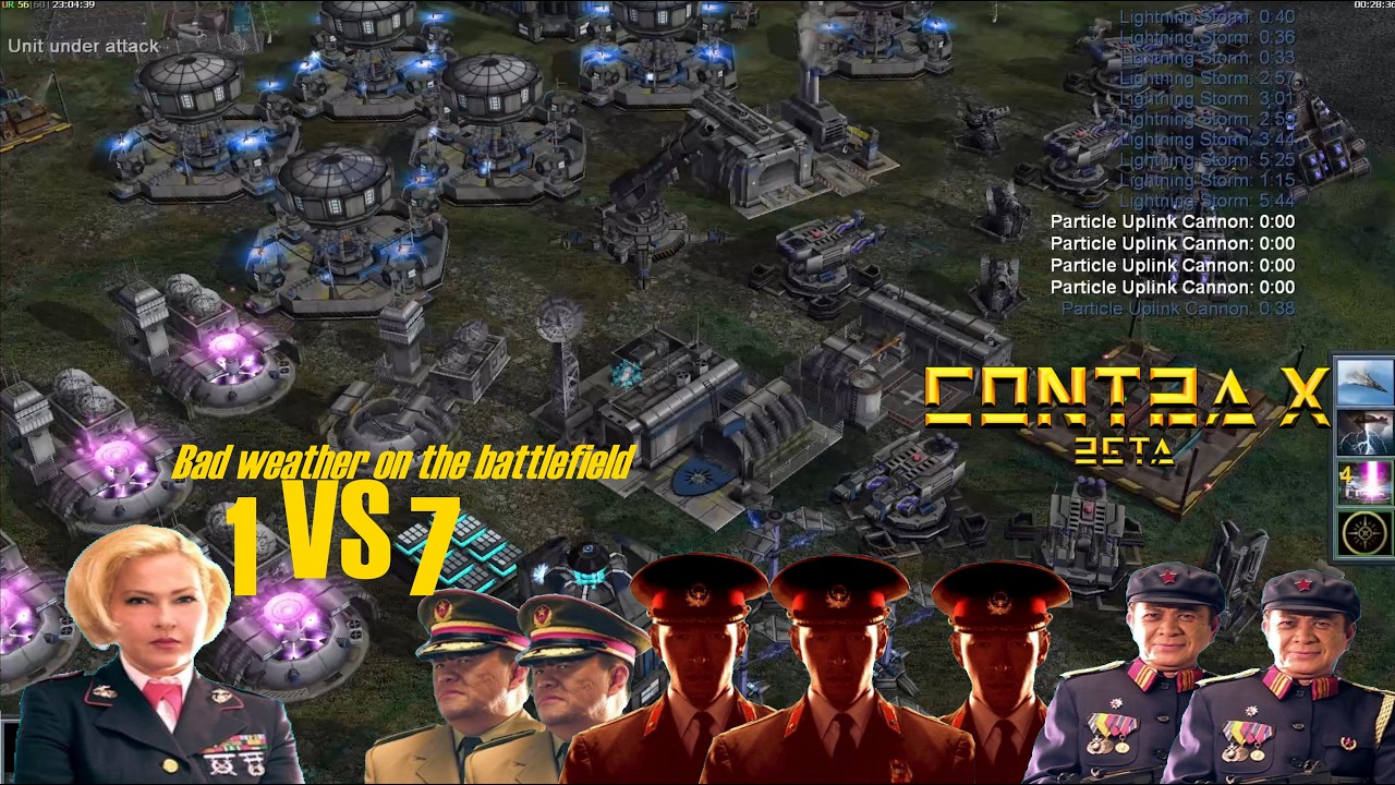 C&C Generals Contra X Beta 1 VS 7 Insane AI (Bad weather on the ...