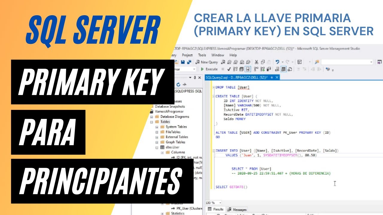 Como Crear Una Tabla En Sql Server Con Llave Primaria Usando Código