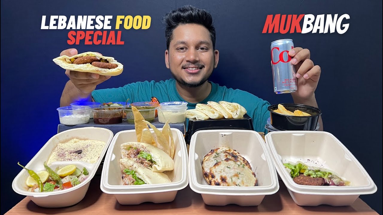 LEBANESE FOOD MUKBANG | FALAFEL| PITA BREAD & HAMMUS| HABIBI CHICKEN ...