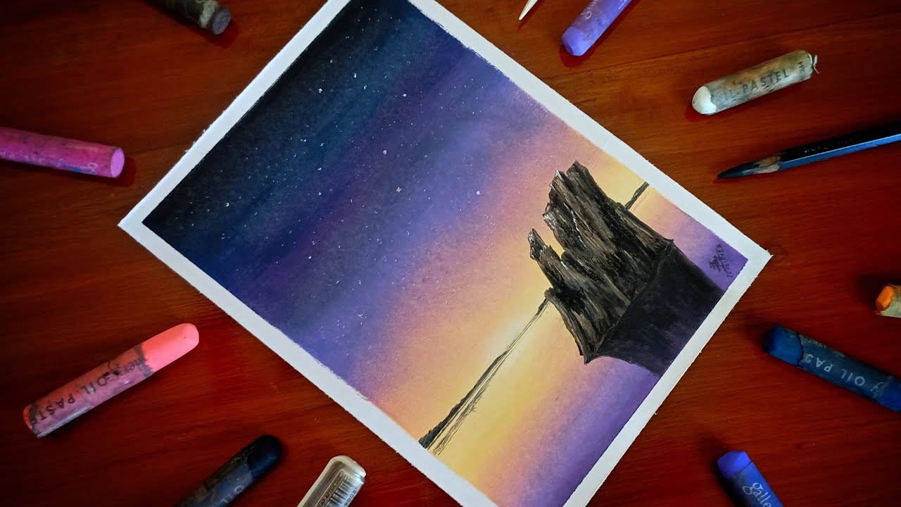 Easy & Realistic Landscape, Oil Pastel Drawing Tutorial - YouTube
