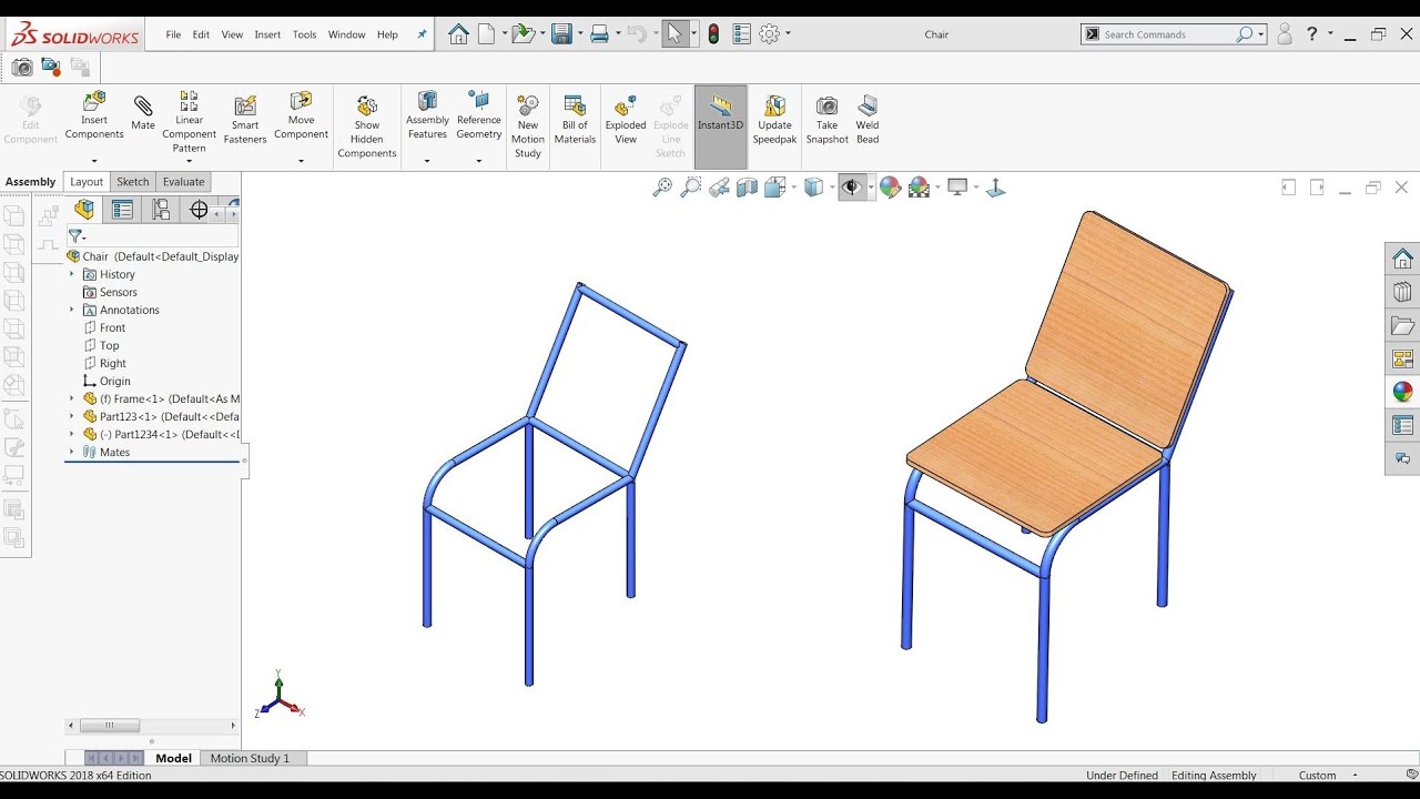 Chair Design step by step In Solidworks - YouTube