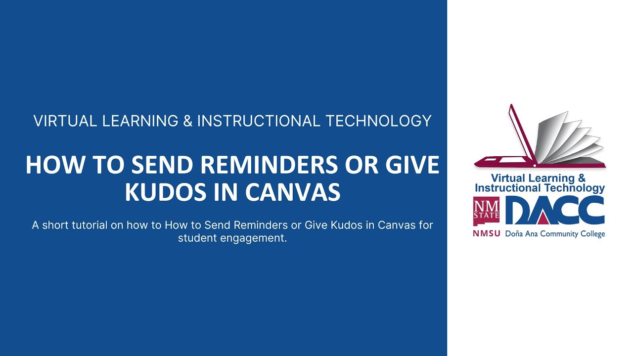How to Send Reminders or Give Kudos in Canvas - YouTube