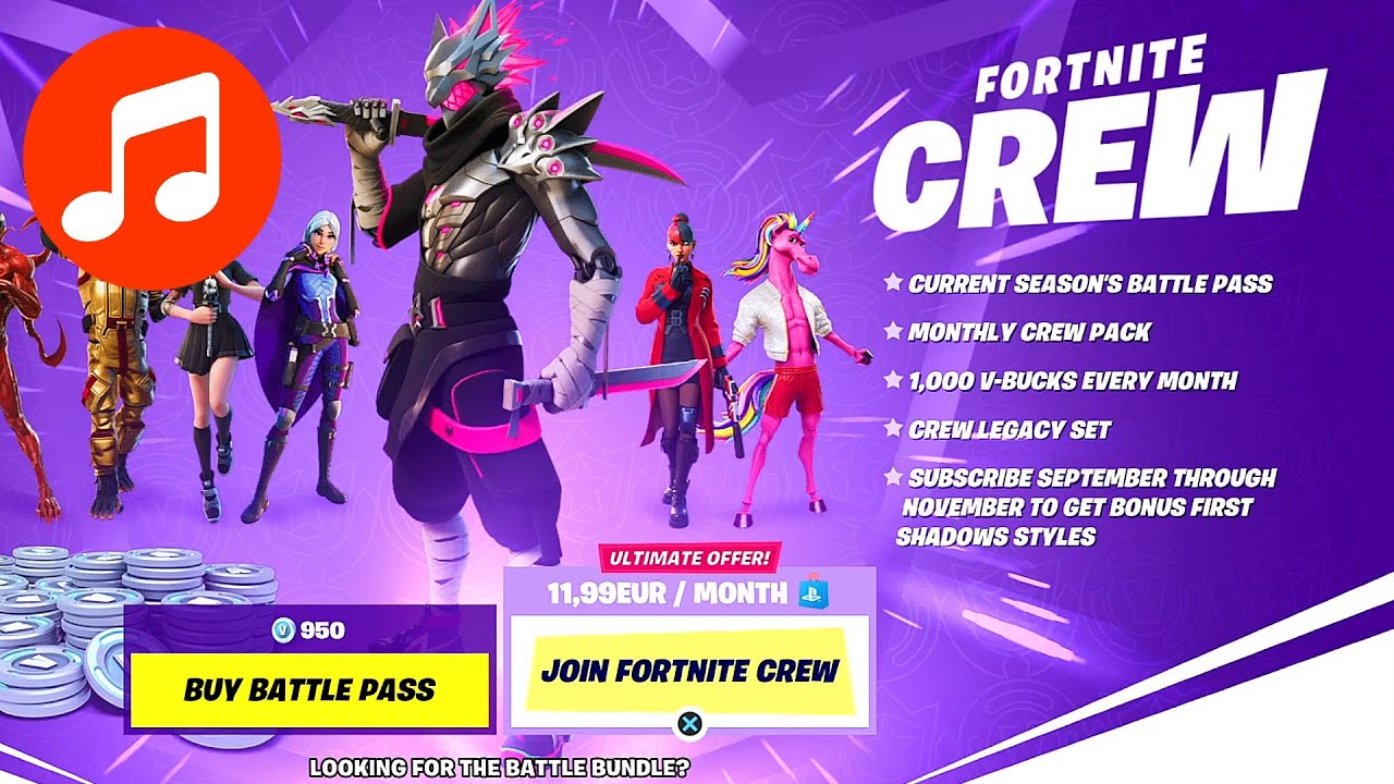FORTNITE Battle Pass CREW Music 🎵 Chapter 2 SEASON 8 (Fortnite ...