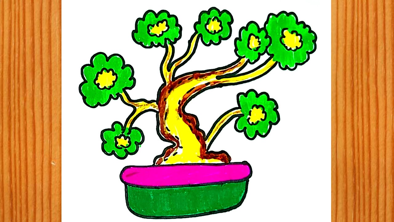 How To Draw Bonsai Tree - YouTube