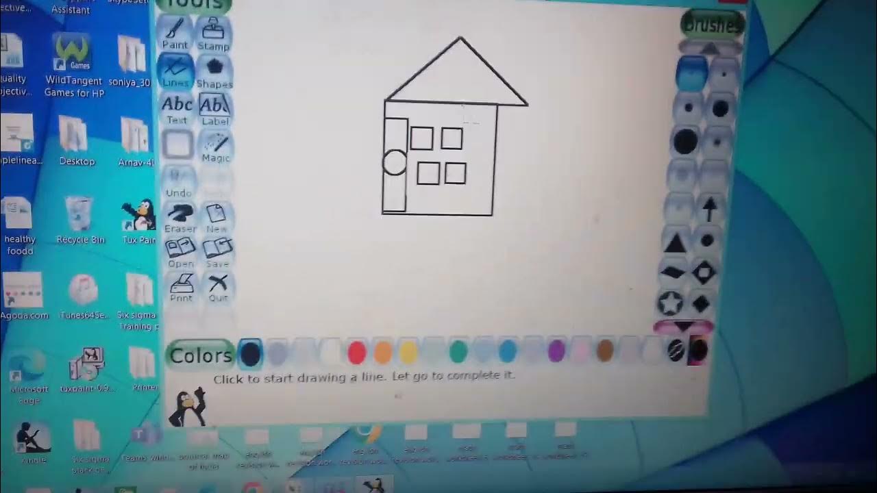 How to draw and color a house on tux paint tutorial. - YouTube
