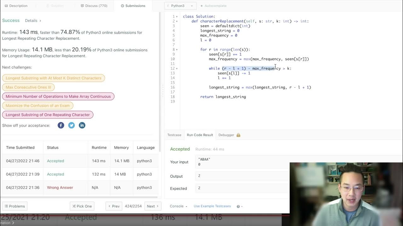 Longest Repeating Character Replacement - Neetcode150 Series: (41 of 150) Leetcode - YouTube
