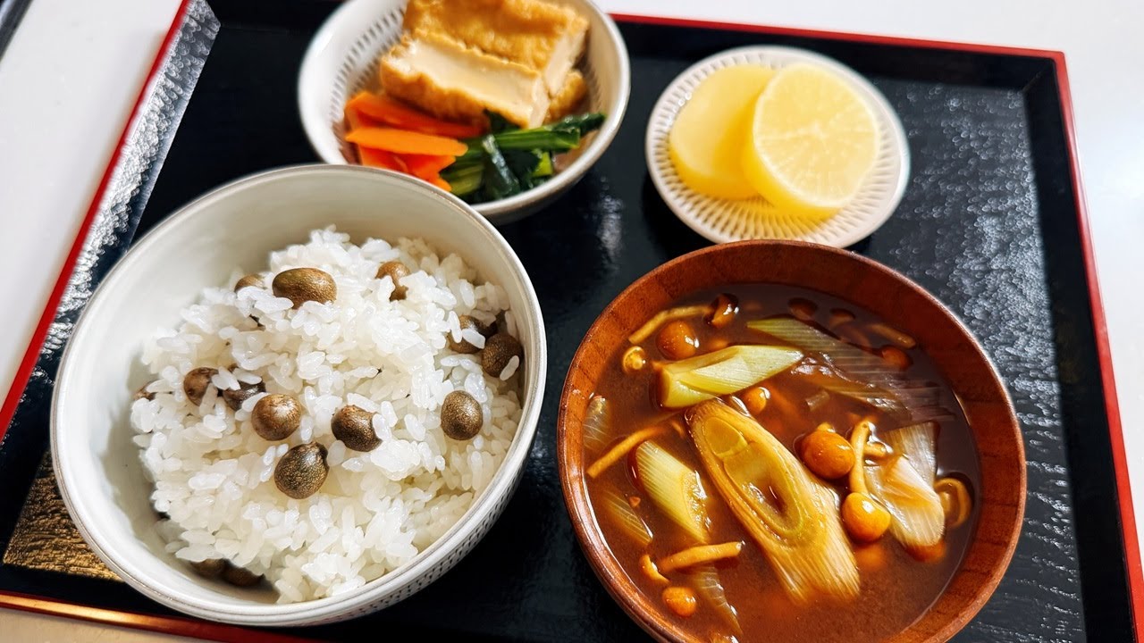 Mukago Rice / Simemred Deep-Fried Tofu / Leek and Nameko Mushroom Miso ...