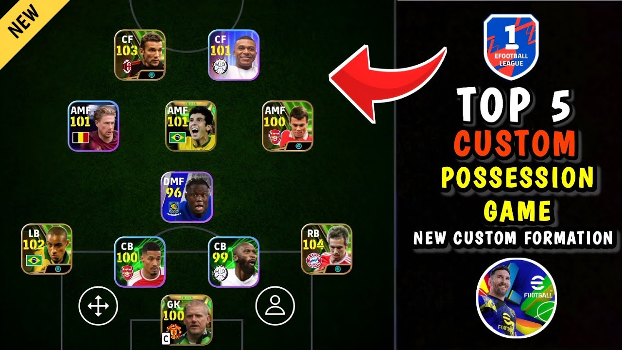 Top 5 Best Custom Formation Possession Game | Efootball 2025 Mobile - YouTube