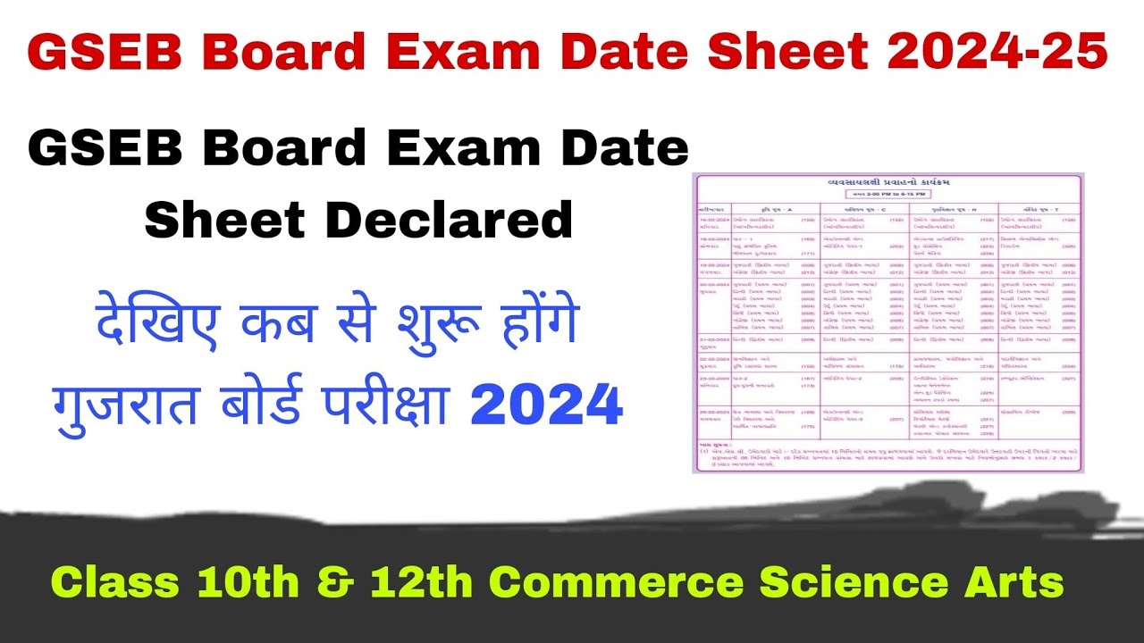 GSEB board exam time table declared 2024-25 | GSEB class 10th & 12th ...