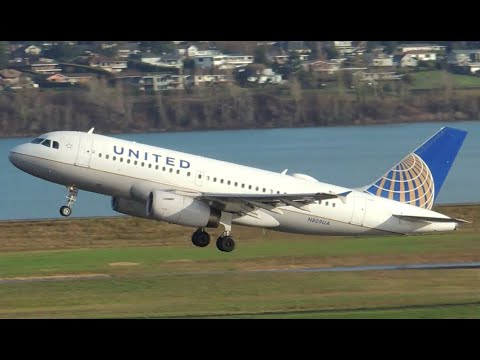 United Airlines Airbus A319-131 [N809UA] takeoff from PDX - YouTube