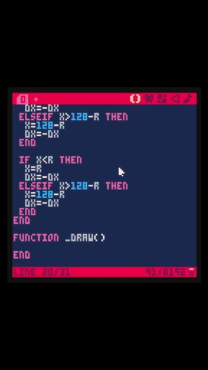Pico 8 #shorts #6 - Reflecting Ball with Trail - #programming #tutorial - YouTube