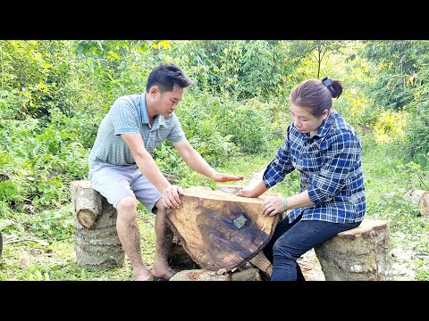 Engineer Dien helped Thuong cut wood for furniture, but it's not finished yet.