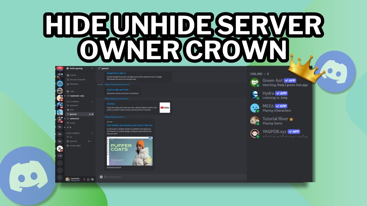 How To Hide Unhide Server Owner Crown On Discord | Full Guide - YouTube