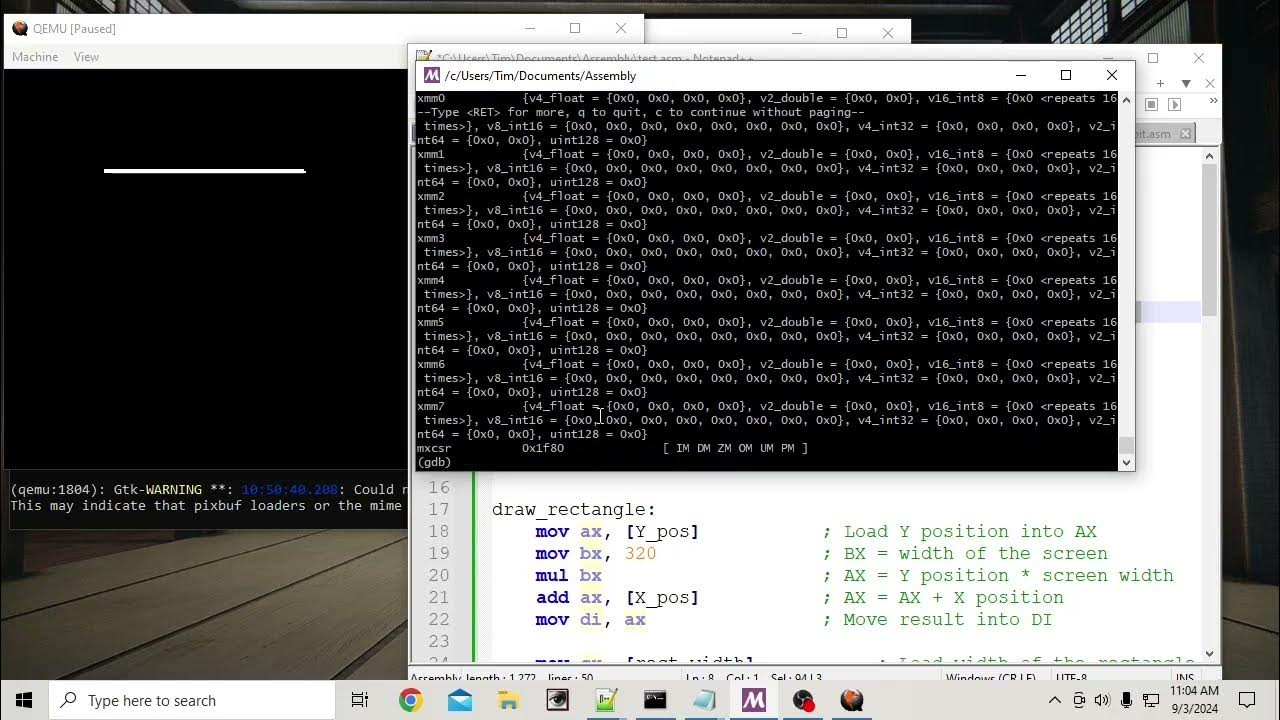 Debugging Assembly using GDB and QEMU with MSYS2 on Windows - YouTube