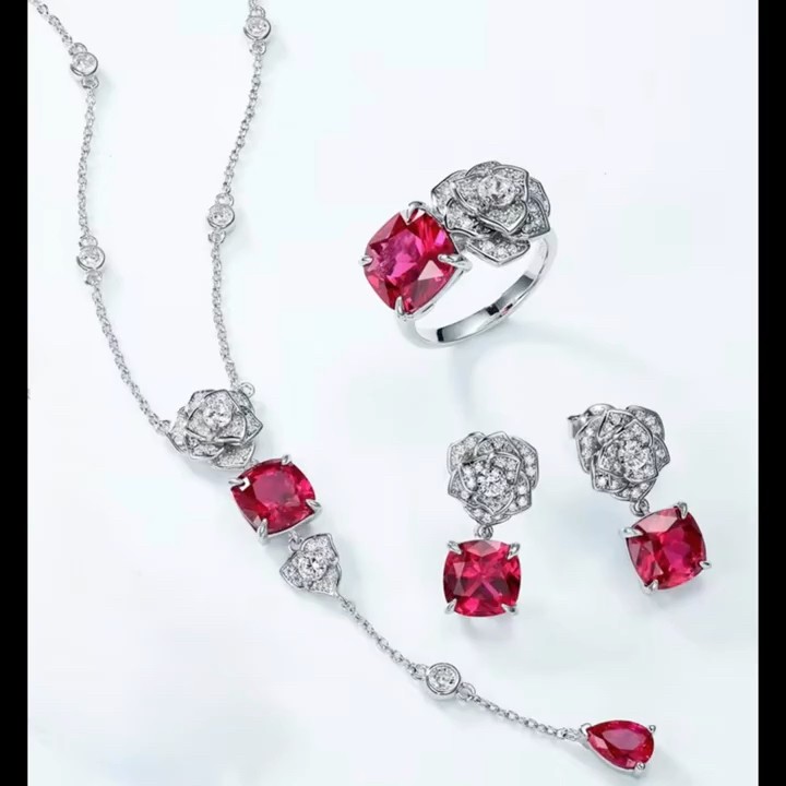 Luxury Floral Ruby Jewelry Set in Sterling Silver#elegantjewelry # ...