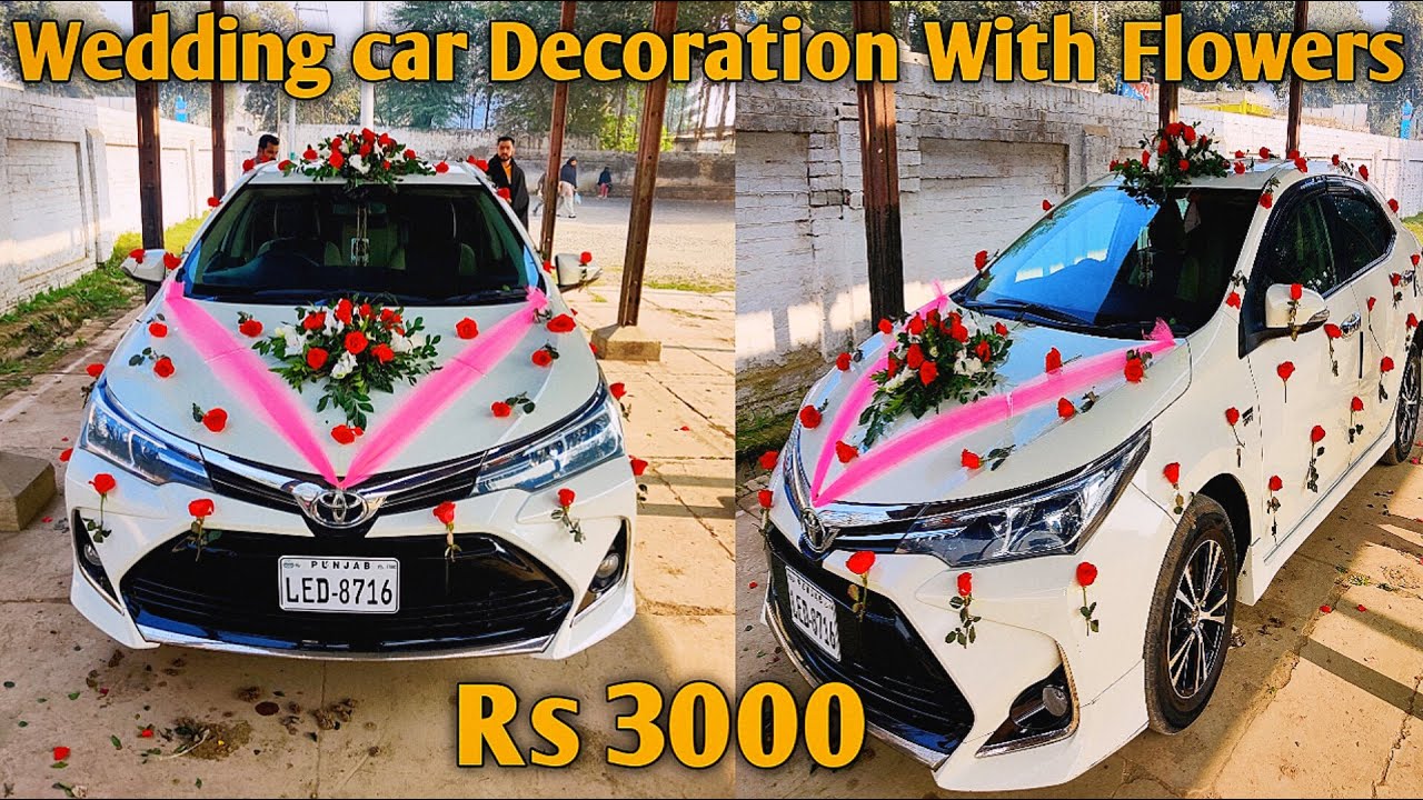 How to decorate a wedding Car with flowers |Car flower decoration ...