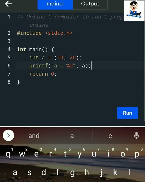 Assigning Value To Variable Using Execution Using C In Tamil Happycoding Cprogramming 