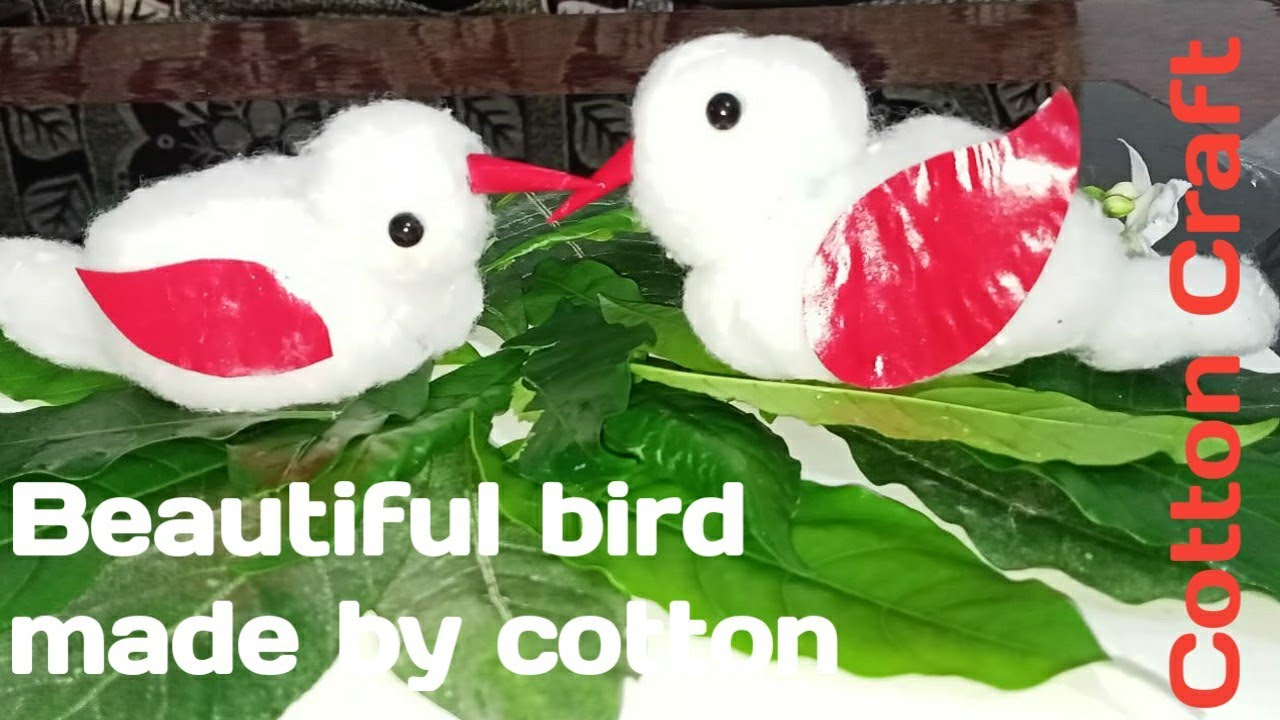 How to make birds from cotton/cotton Craft birds/सिर्फ 5 मिनट में कॉटन ...