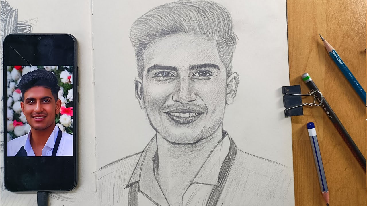 shubman gill sketch drawing - YouTube