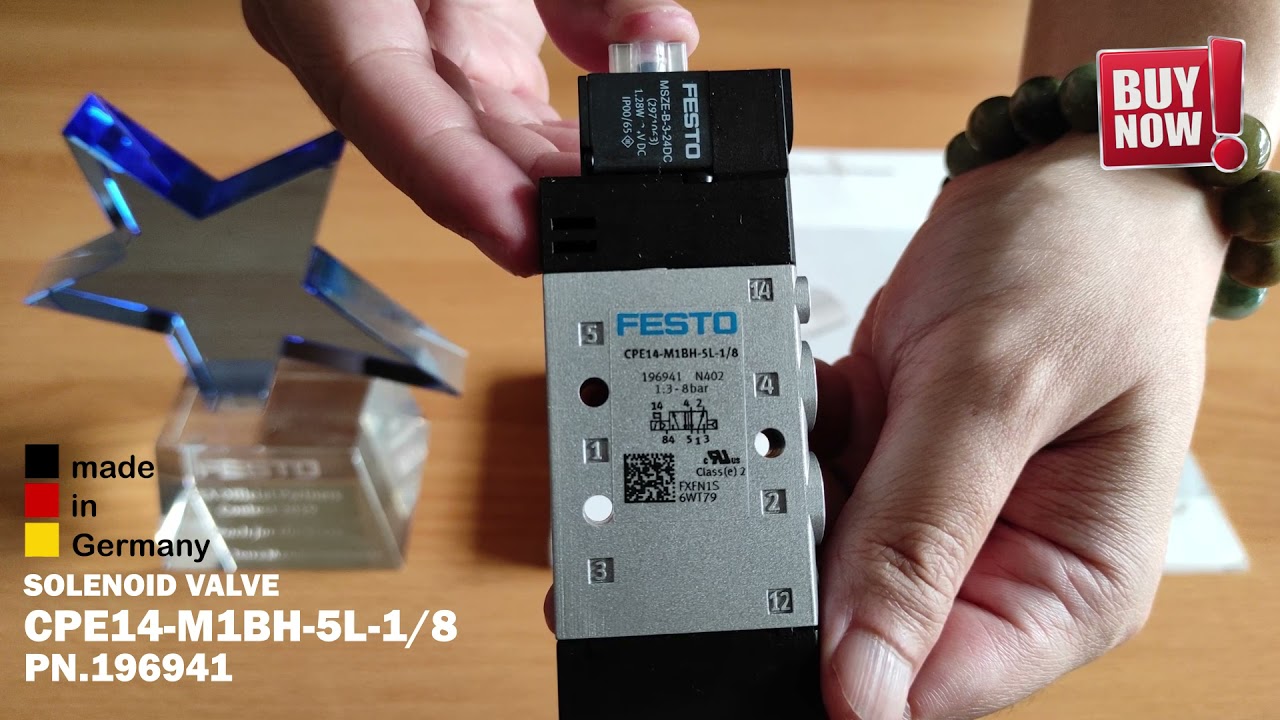 FESTO SOLENOID VALVE CPE14-M1BH-5L-1/8 PN.196941 - YouTube
