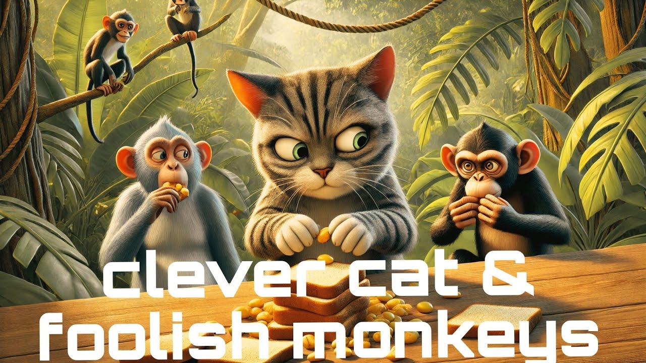 "चालाक बिल्ली और भोले बंदर 🐵 | "Monkey & Clever cat" #cartoon #catlover ...