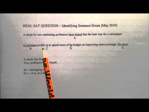 SAT Writing - Identifying Sentence Errors 25 (subject verb agreement ...