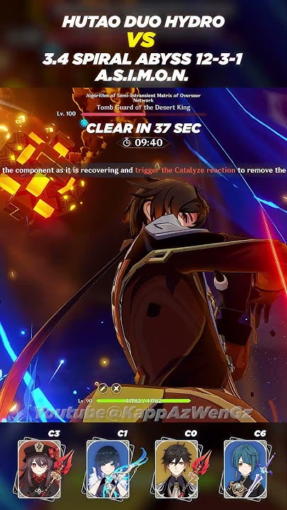 Genshin Impact - Hutao Duo Hydro ft. Zhongli VS 3.4 Spiral Abyss 12-3-1 A.S.I.M.O.N in 37sec ...