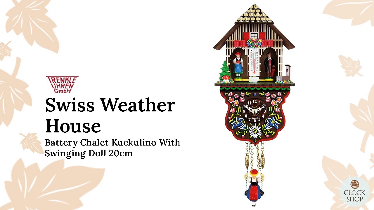 Swiss Weather House Battery Chalet Kuckulino With Swinging Doll 20cm By ...