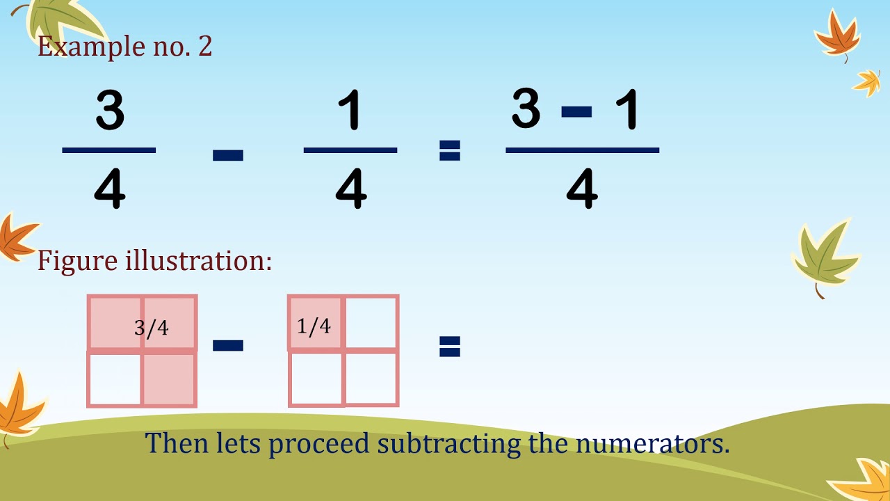 Subtraction of simple fraction - YouTube