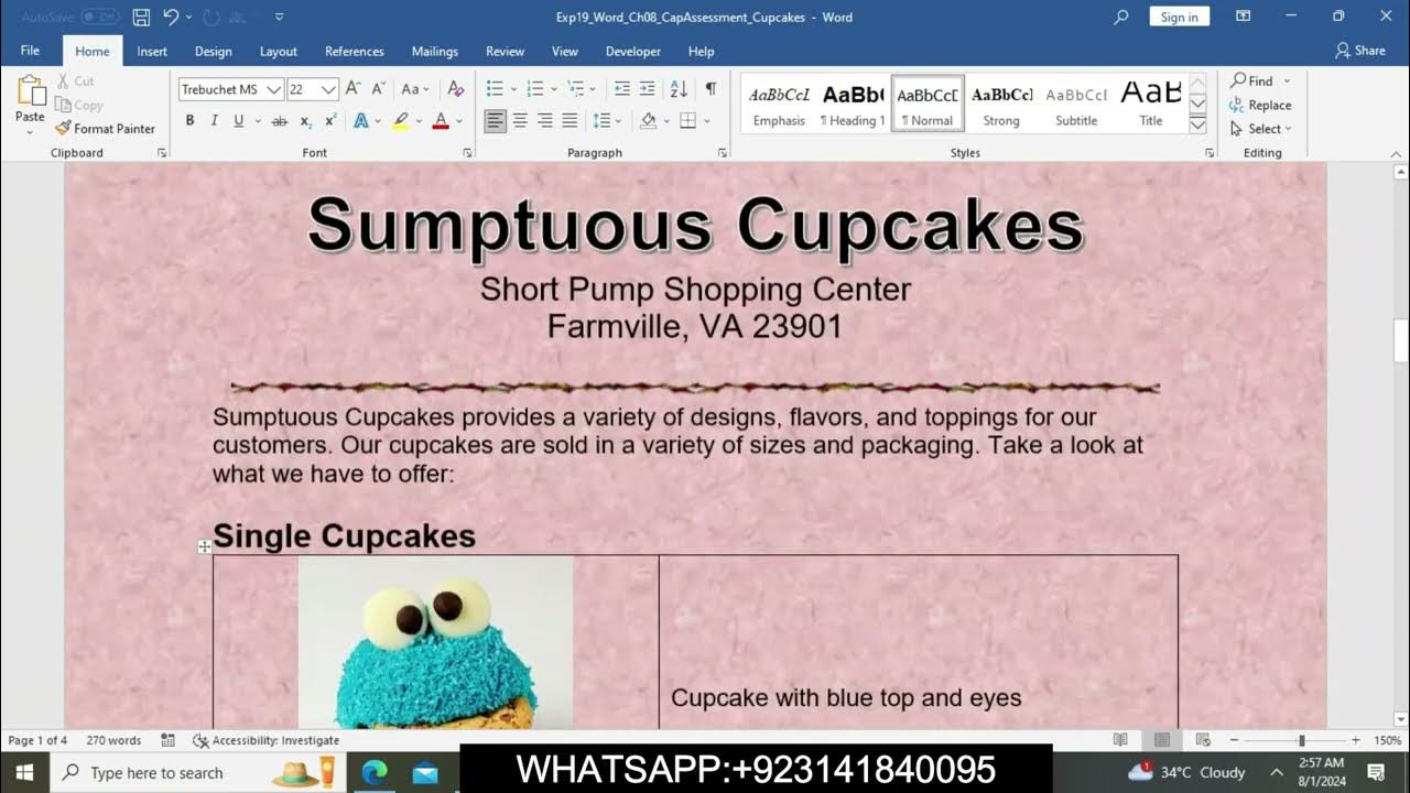 Exp19_Word_Ch08_CapAssessment_Cupcakes | Word_Ch08_CapAssessment_Cupcakes | CapAssessment ...