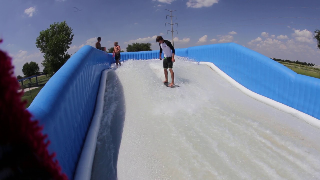 FlowRider Inflatable Mobile Surf Machine at Amarillo Waterpark - YouTube