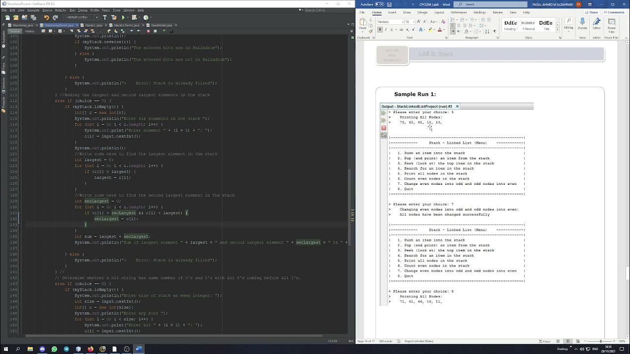 CPCS204 Lab8, Stacks using arrays and linked lists - YouTube