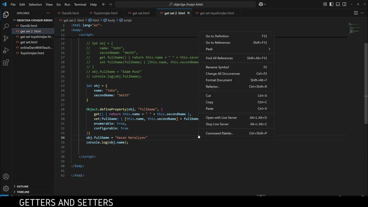 getters setters - YouTube