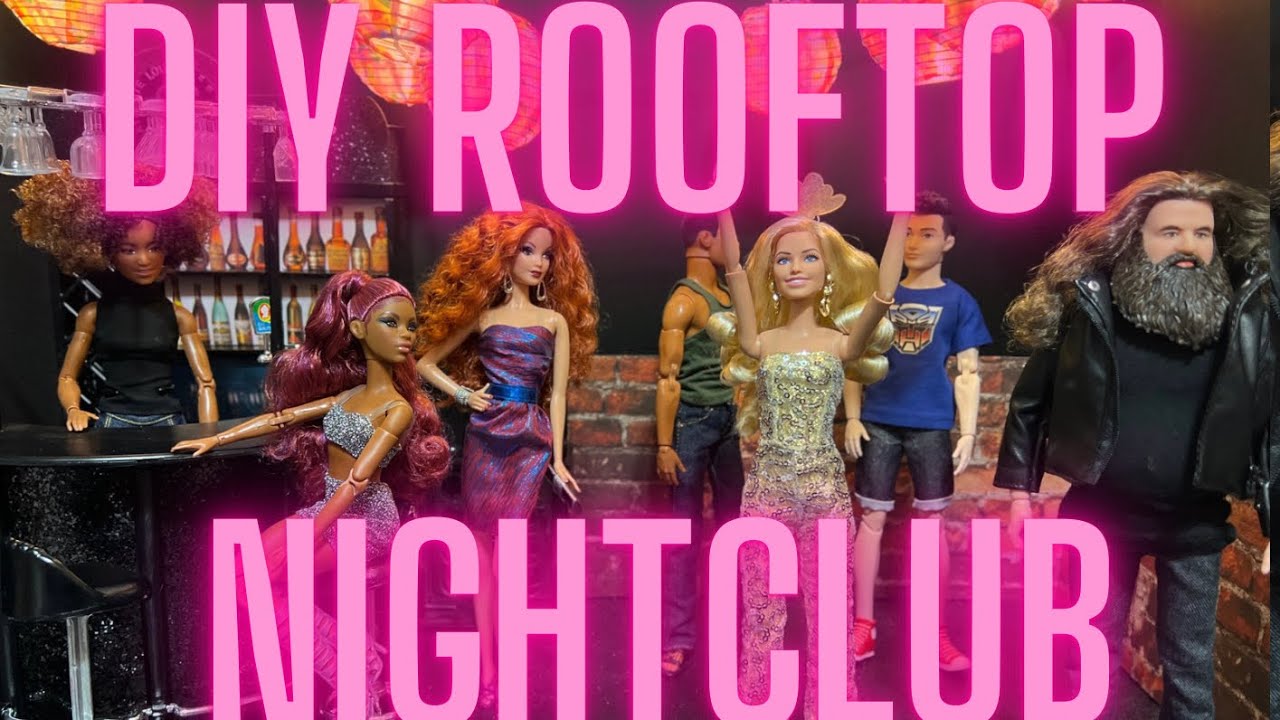 DIY How to Make a Barbie Fashion Doll Rooftop Nightclub! - YouTube