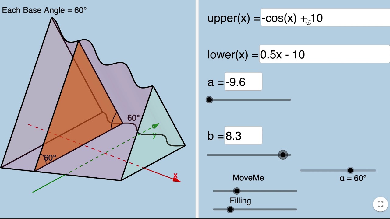 3D Solid (Calculus): Cross Sections Parallel to yAxis are ISOSCELES ...
