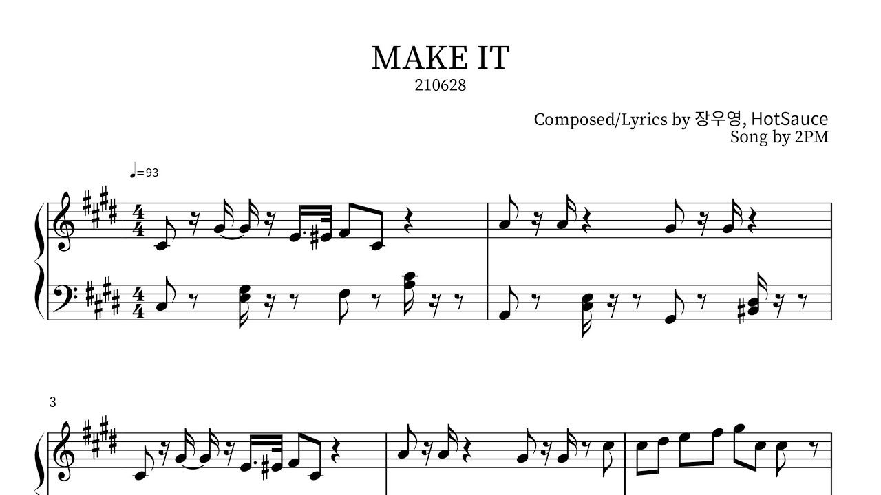 2PM(투피엠) - Make It(해야 해) Piano Sheet(鋼琴譜피아노 악보) - YouTube