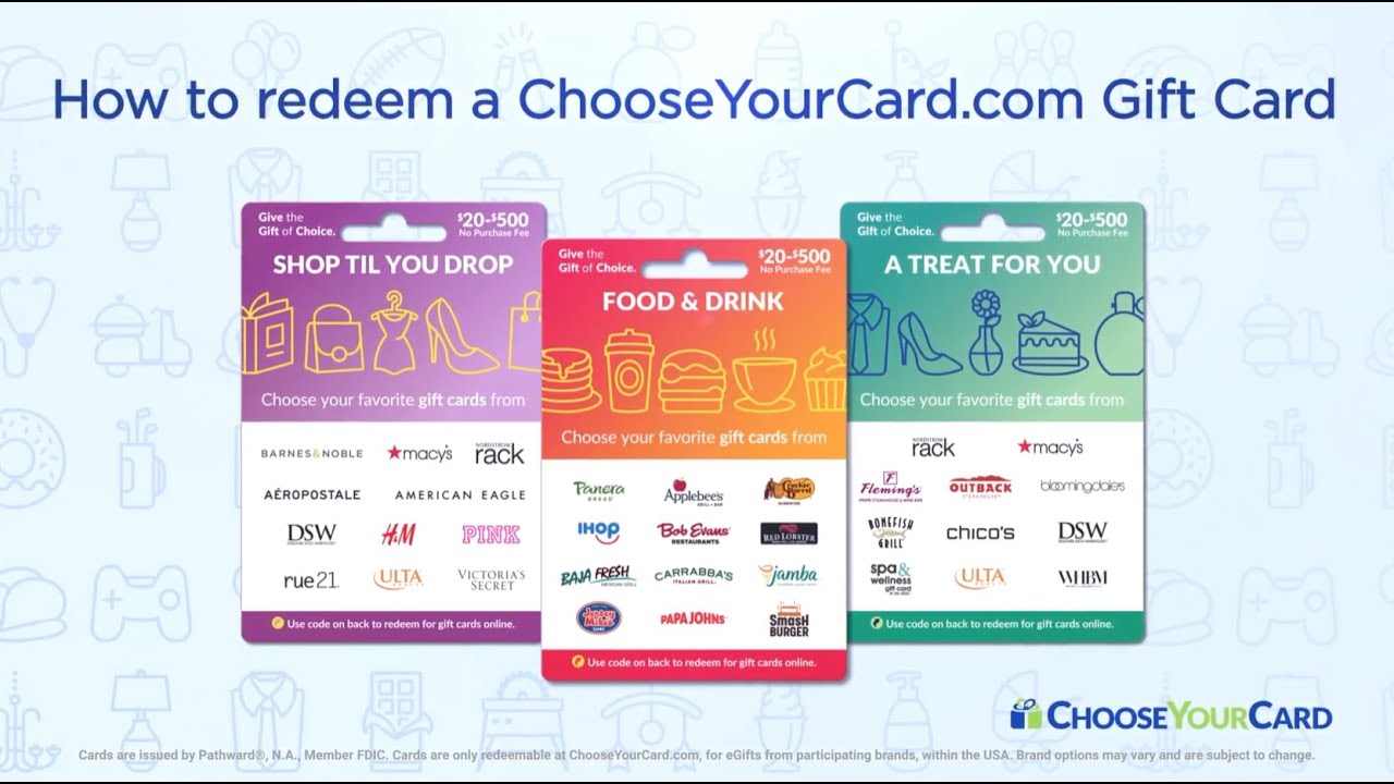 How to Redeem/Use a ChooseYourCard.com Gift Card - YouTube