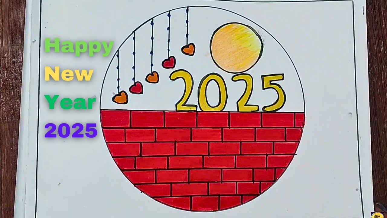 How To Draw Happy New Year 2025 Drawing | Happy New Year Special ...