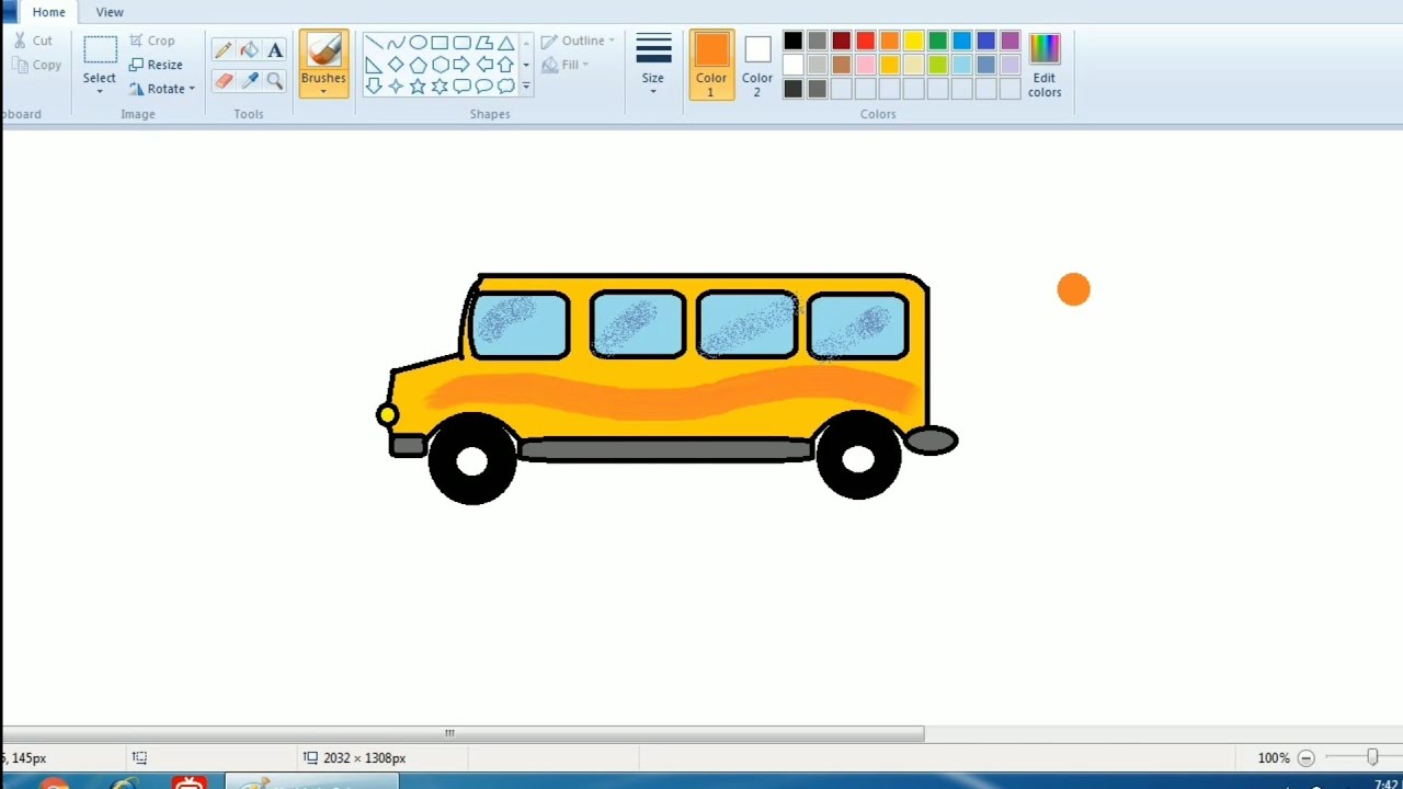 How To Draw School Bus In MS Paint | Easy Drawing Tutorial - YouTube