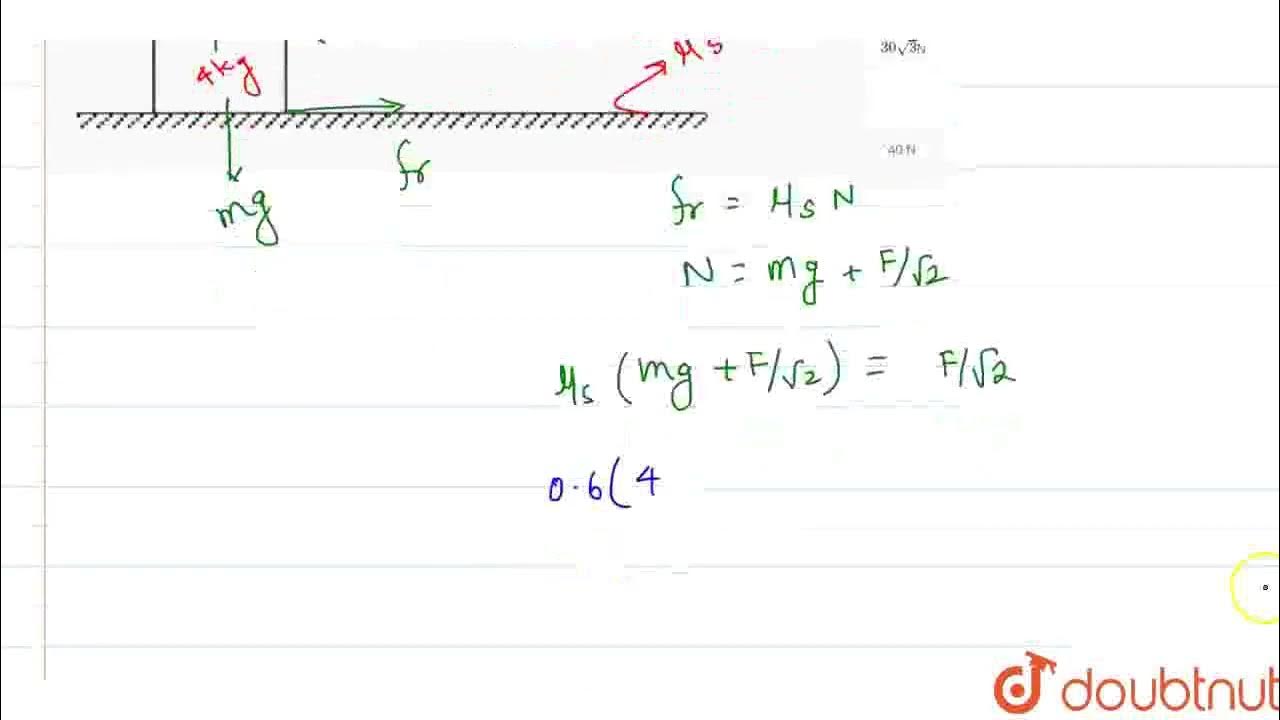 What minimum force F is required to move this 4 kg block if it acts at an angle of 45^(@) as sho ...
